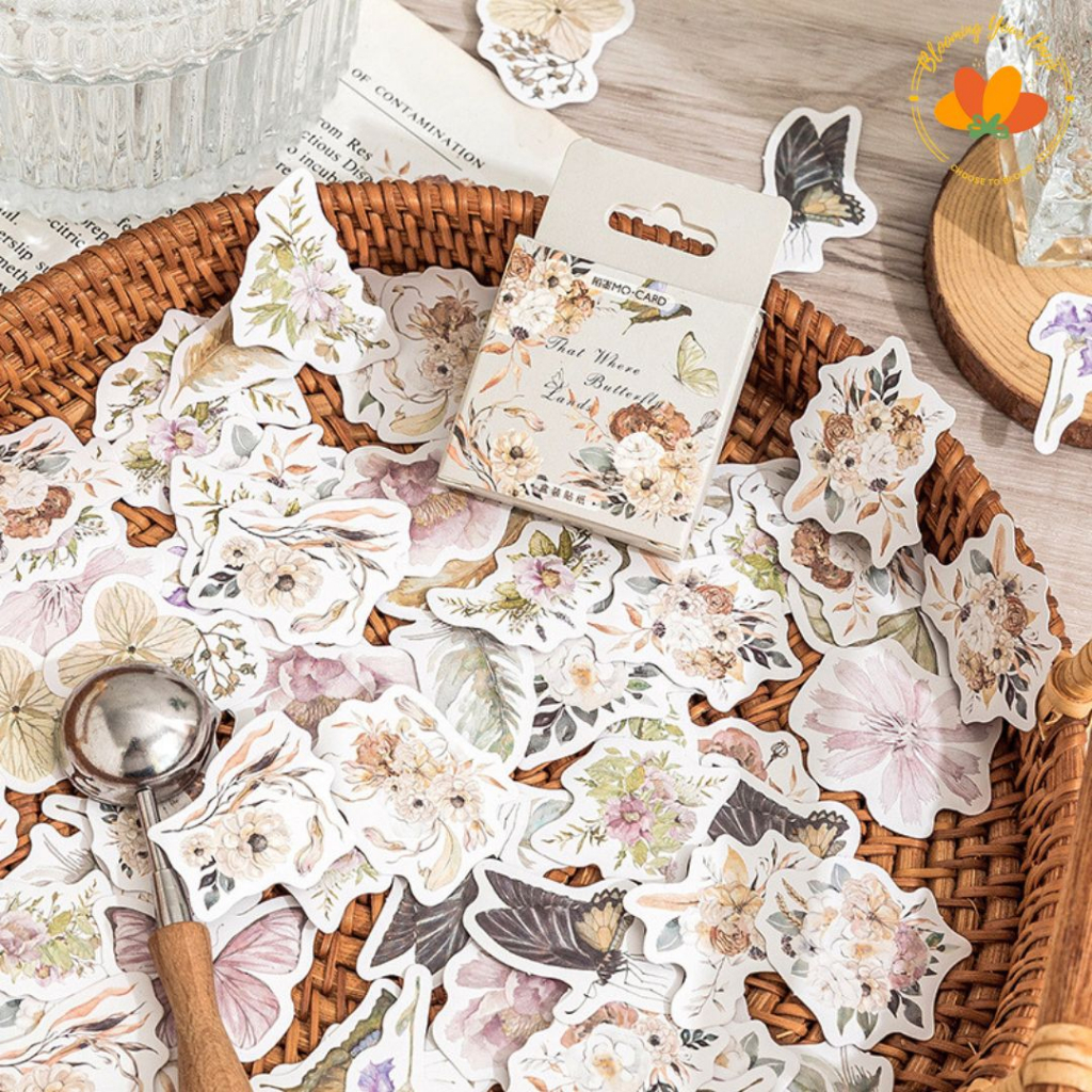Jual 46pcs Floral deco stiker DIY scrapbook stiker lucu bunga pastel ...