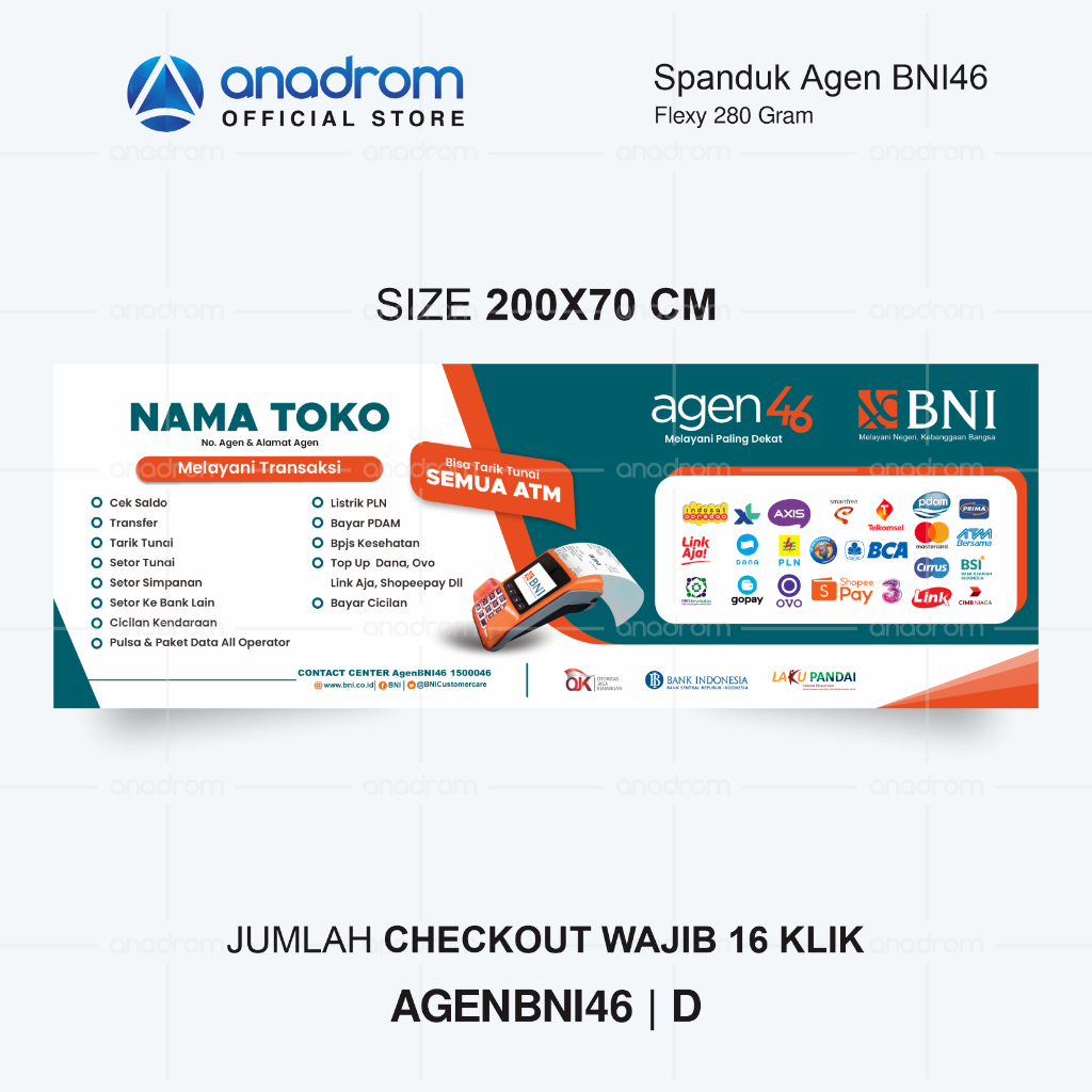 Jual Spanduk Atribut Wajib Agen BNI46 | Banner Agen BNI | Anadrom3445 ...