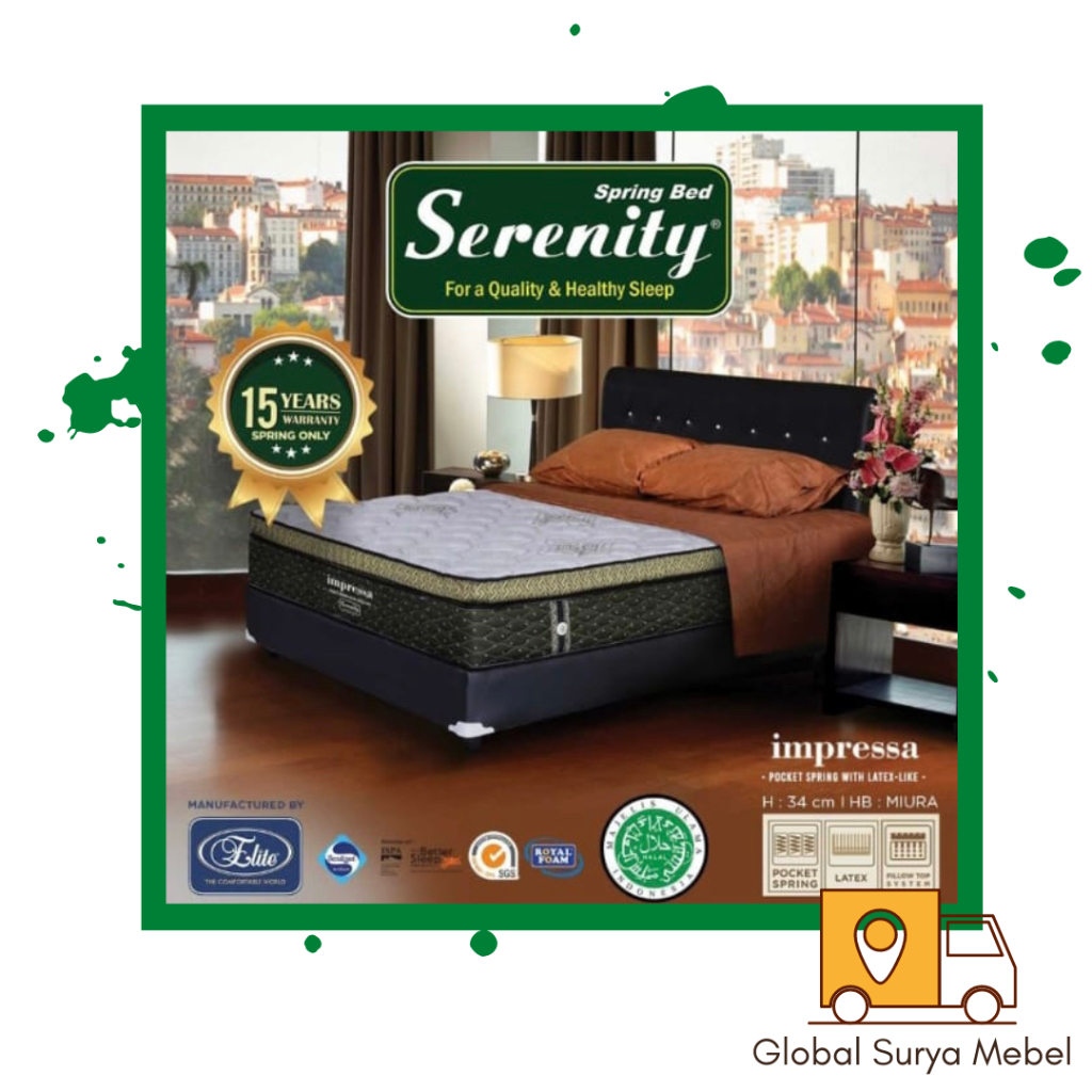 Jual Kasur Elite Serenity Spring Bed Tipe Impressa latex | Shopee Indonesia