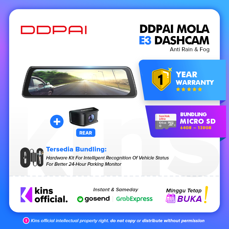 Jual DDPAI mola E3 Dashcam 1440p 2K HD 24 jam Monitor Parkir Depan ...