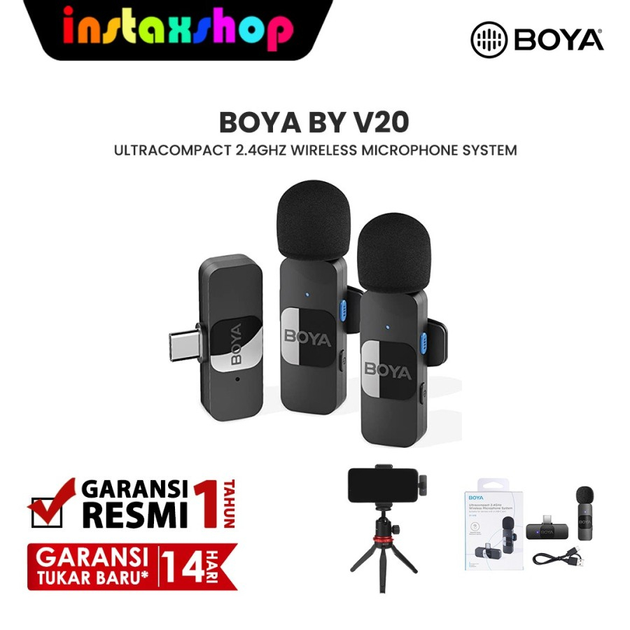 Jual BOYA BY-V20 Microphone Wireless Ultracompact 2.4GHz System | Shopee Indonesia