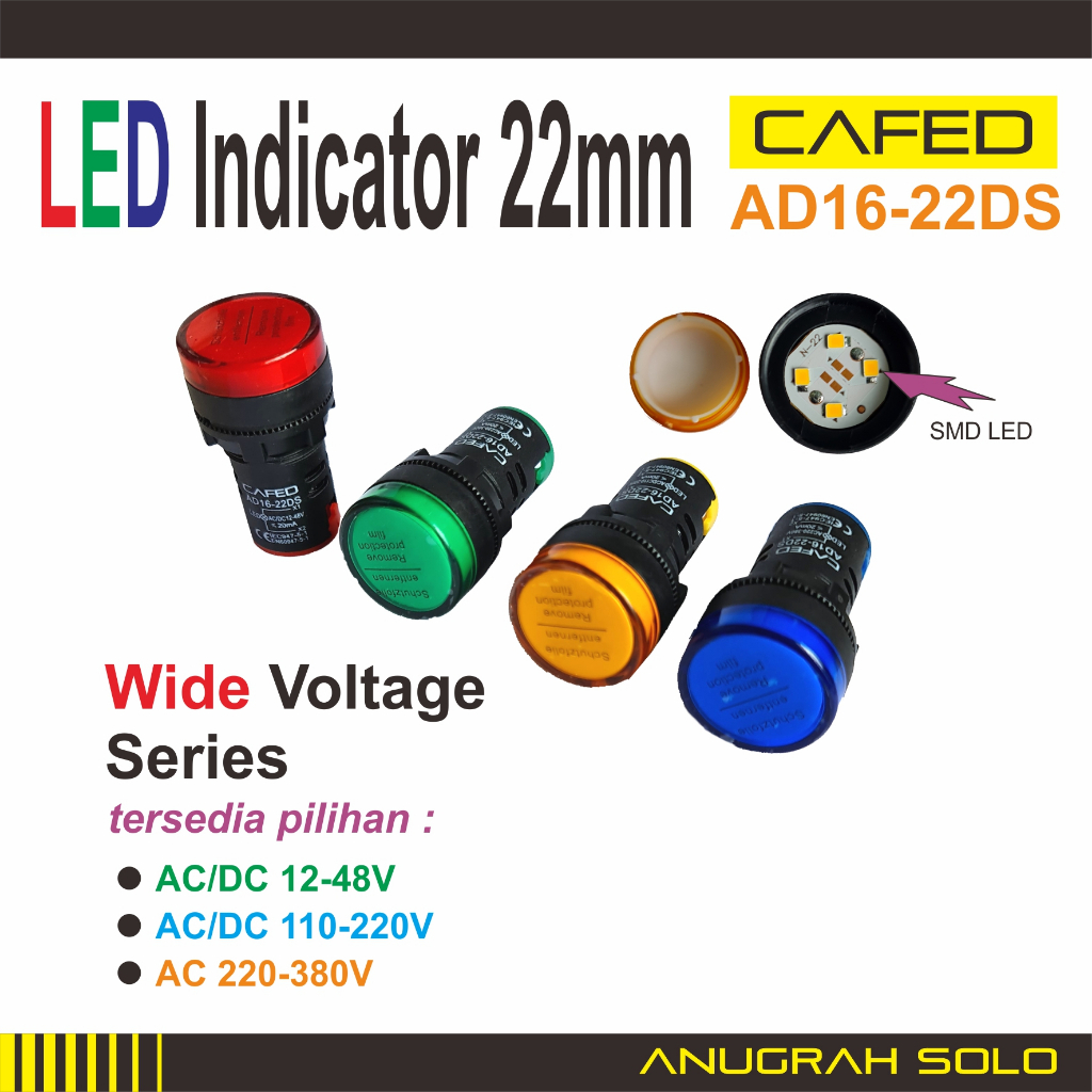 Jual LED Pilot Lamp Lampu Indikator AC DC 22mm CAFED | Shopee Indonesia