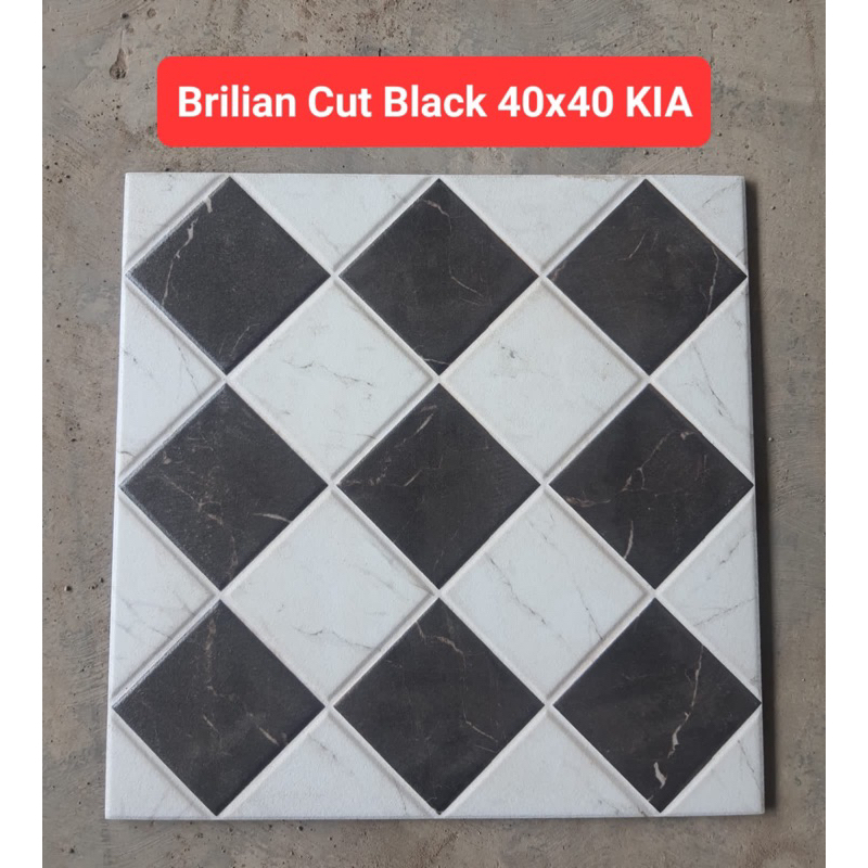 Jual keramik lantai brilian cut black 40x40 kia | Shopee Indonesia