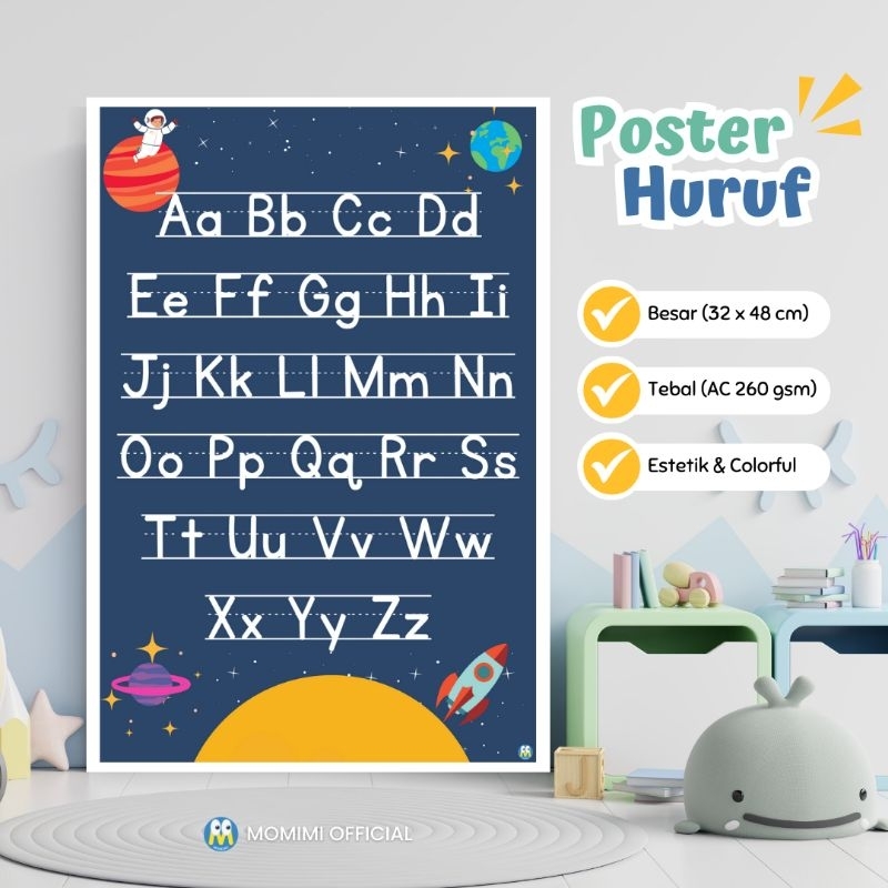 Jual Poster Dinding Edukasi Belajar Anak Huruf Alfabet Abjad ABC ABCD ...