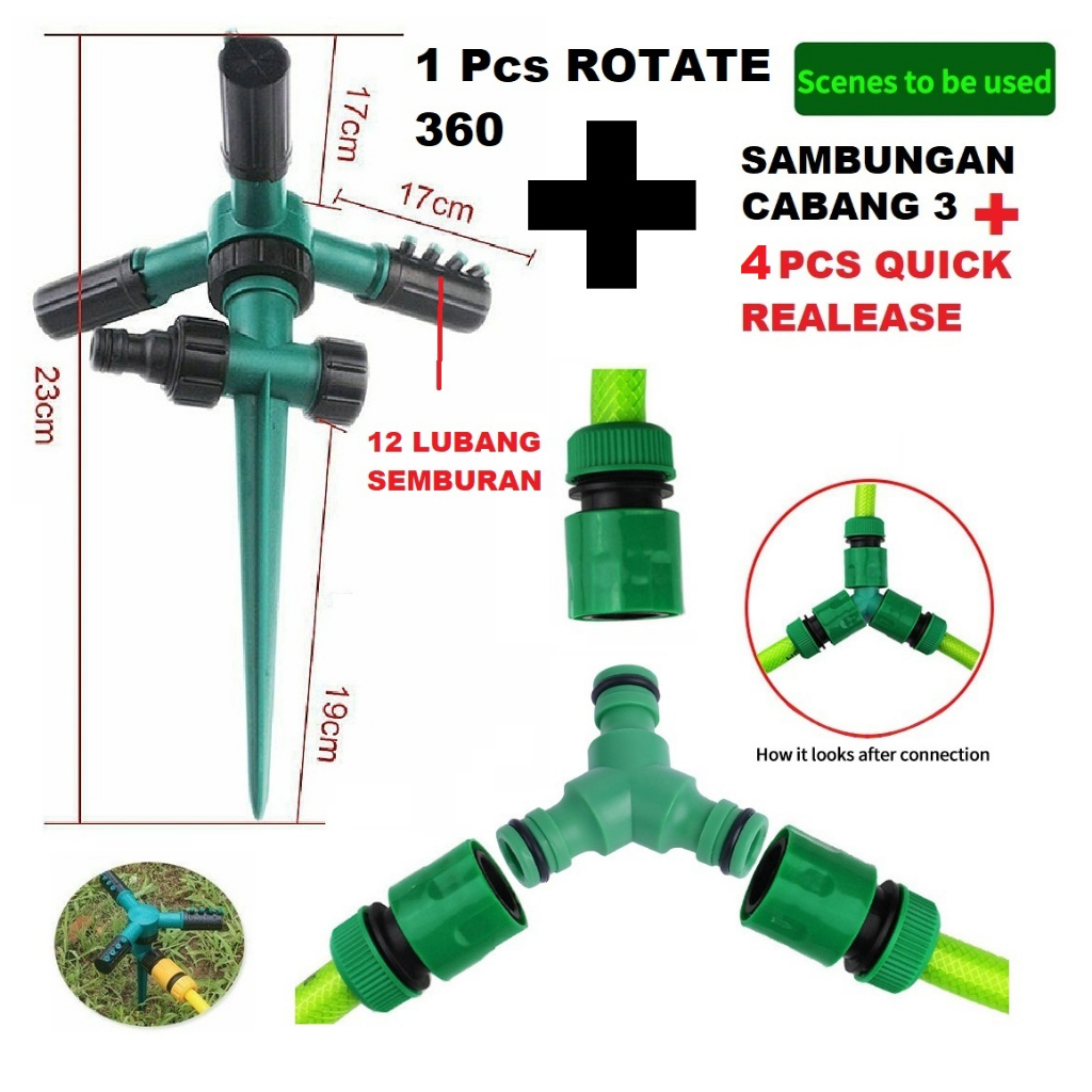 Jual Sprinkler Spray Nozzle SPRINKLER 360 sempratan otomatis Air ...
