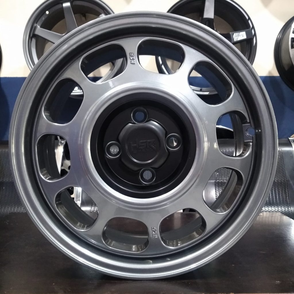 Jual Velg mobil racing Murah Hsr rally R15 H4X100 ET42 GLOSSY GREY ...