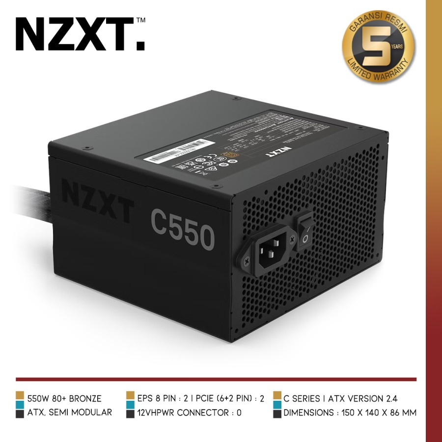 Jual NZXT C550 Bronze | PSU 550W 80+ Bronze Semi Modular | Shopee Indonesia