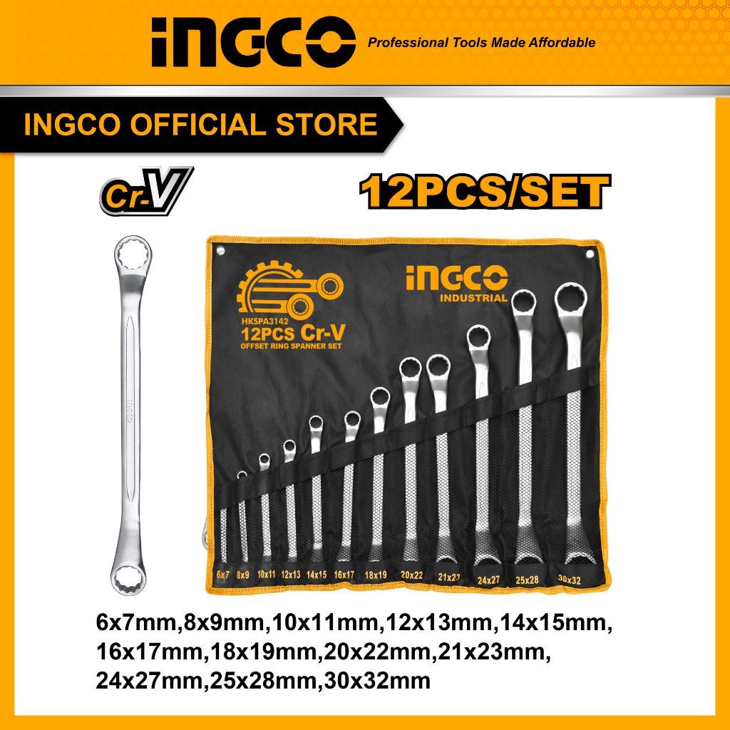 Jual (INGCO) - KUNCI RING 6-32 (HD) SET 12pc INGCO HKSPA3142 | Shopee ...