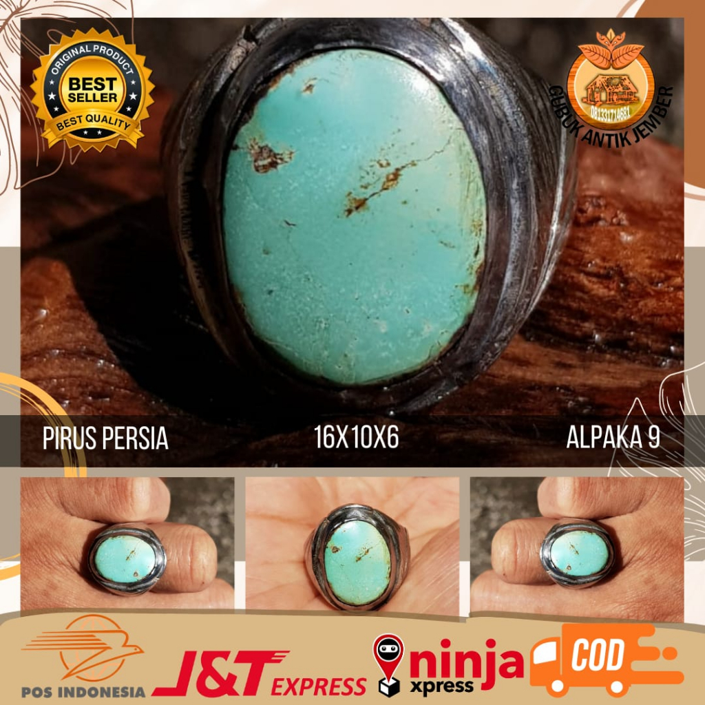 Jual Cincin Batu Akik Natural (Asli) Pirus Persia Biru Langit Hu (COD ...