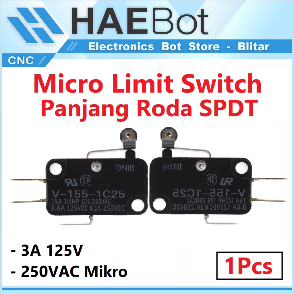 Jual [HAEBOT] Micro Limit Switch Panjang Roda Roller SPDT 250V 15A Saklar Mikro Tekan Mini Kecil ...