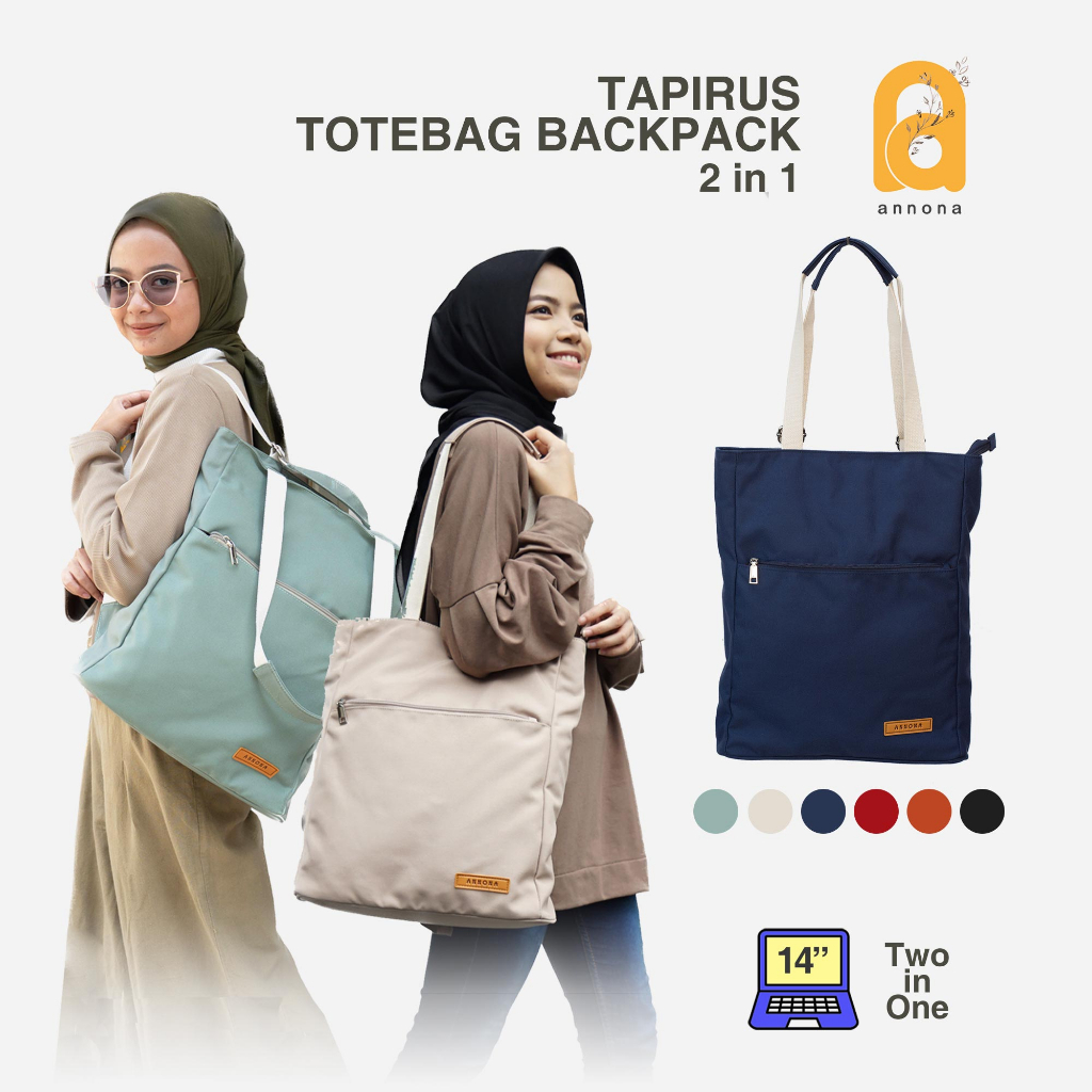 Jual ANNONA Totebag Ransel Wanita Resleting Kanvas Totepack 2 in 1 ...