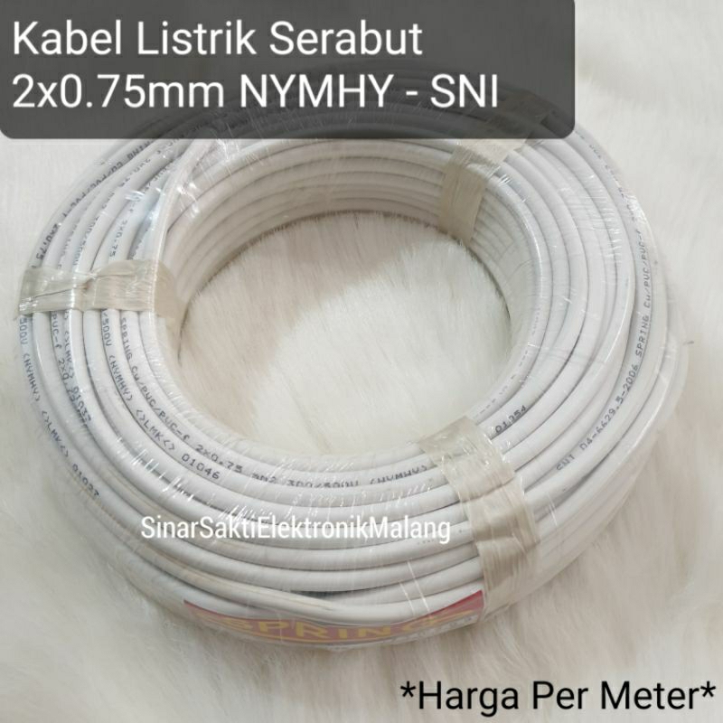 Jual Kabel Listrik Serabut 2x0.75 mm NYMHY nym 2 x 0.75 0,75 per meter SNI permeter Malang Sinar ...