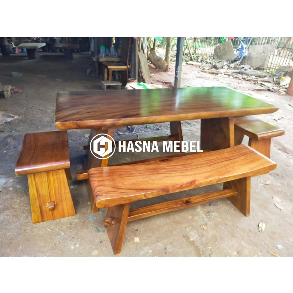 Jual Meja Makan Minimalis Cafe Trembesi Solid Wood - Hasna Mebel ...