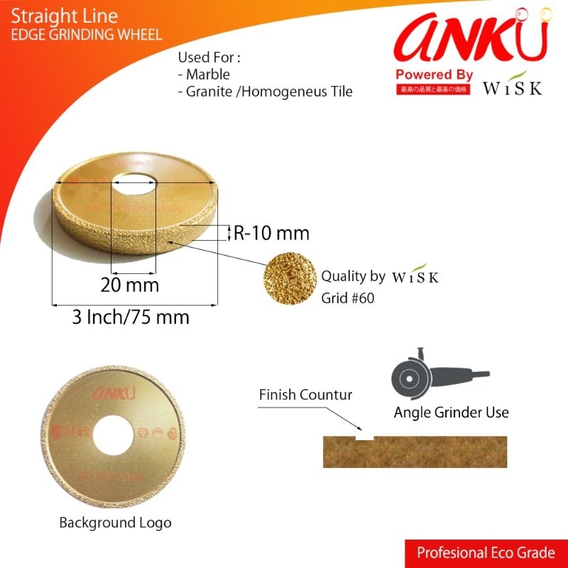 Jual Mata Pinggul granit, mata Bevel Granit Bullnose 10mm Roda Gerinda Diamond grinding wheel ...