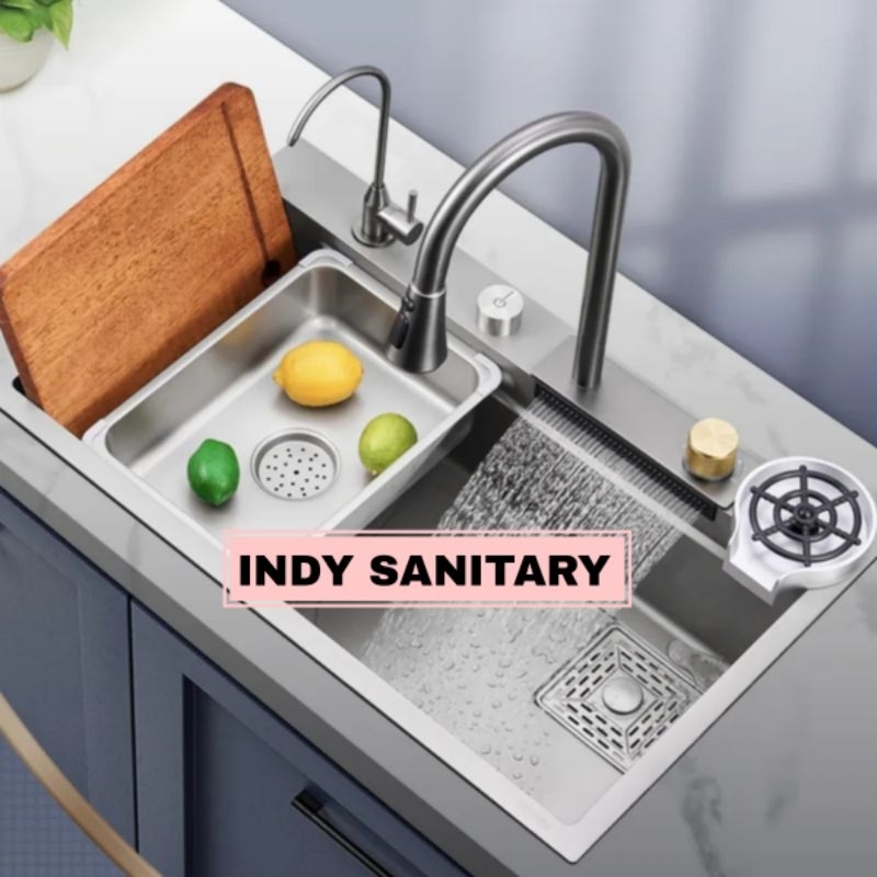 Jual MODERN SINK STAINLESS DOFF SUS 304 WATERFALL 7545 GLASS WINGSER ...
