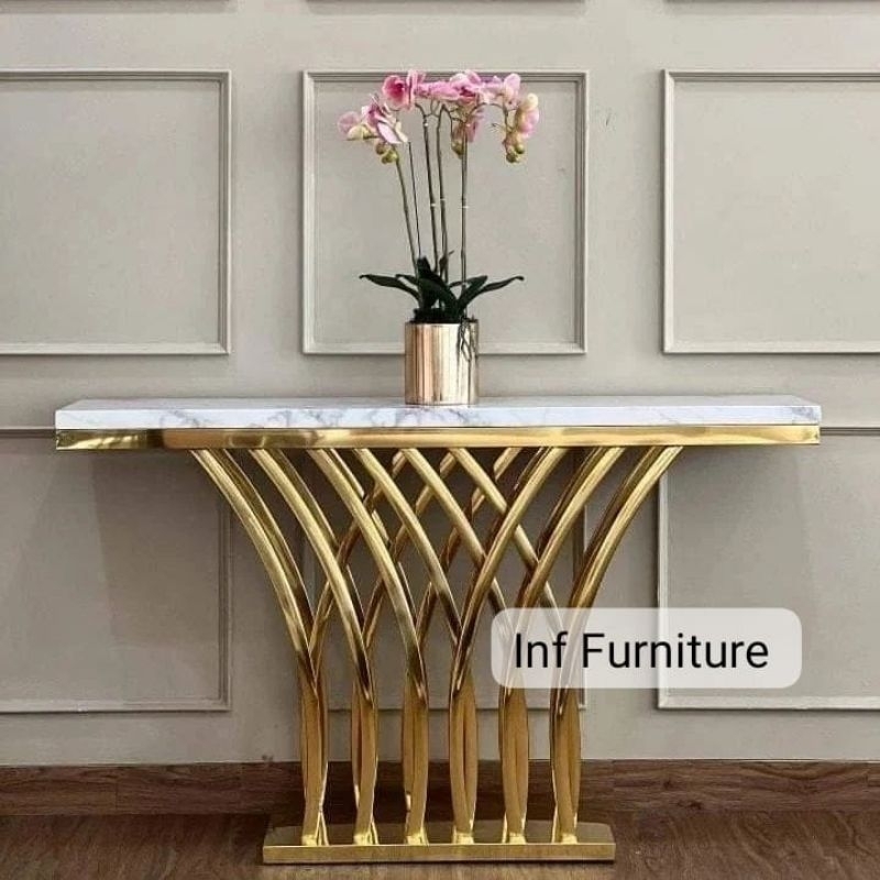 Jual meja konsul stainless design padi meja konsul marmer asli | Shopee ...