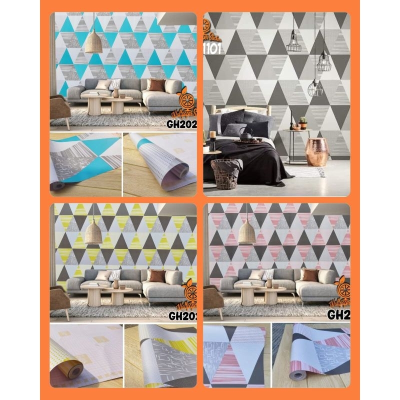 Jual SEGITIGA WALLPAPER STICKER DINDING Motif segitiga kerucut elegan ...