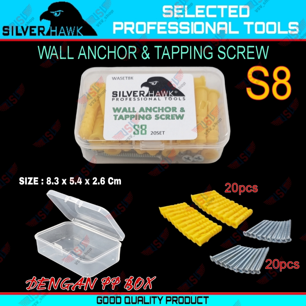 Jual Angkur Baut (SET)S8 Tembok sekrup Dinding Tembok Angkur Nylon Wall ...