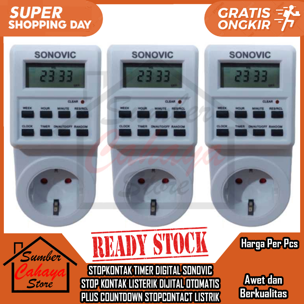 Jual Sonovic Stopkontak Timer Digital Otomatis Plus Countdown ...