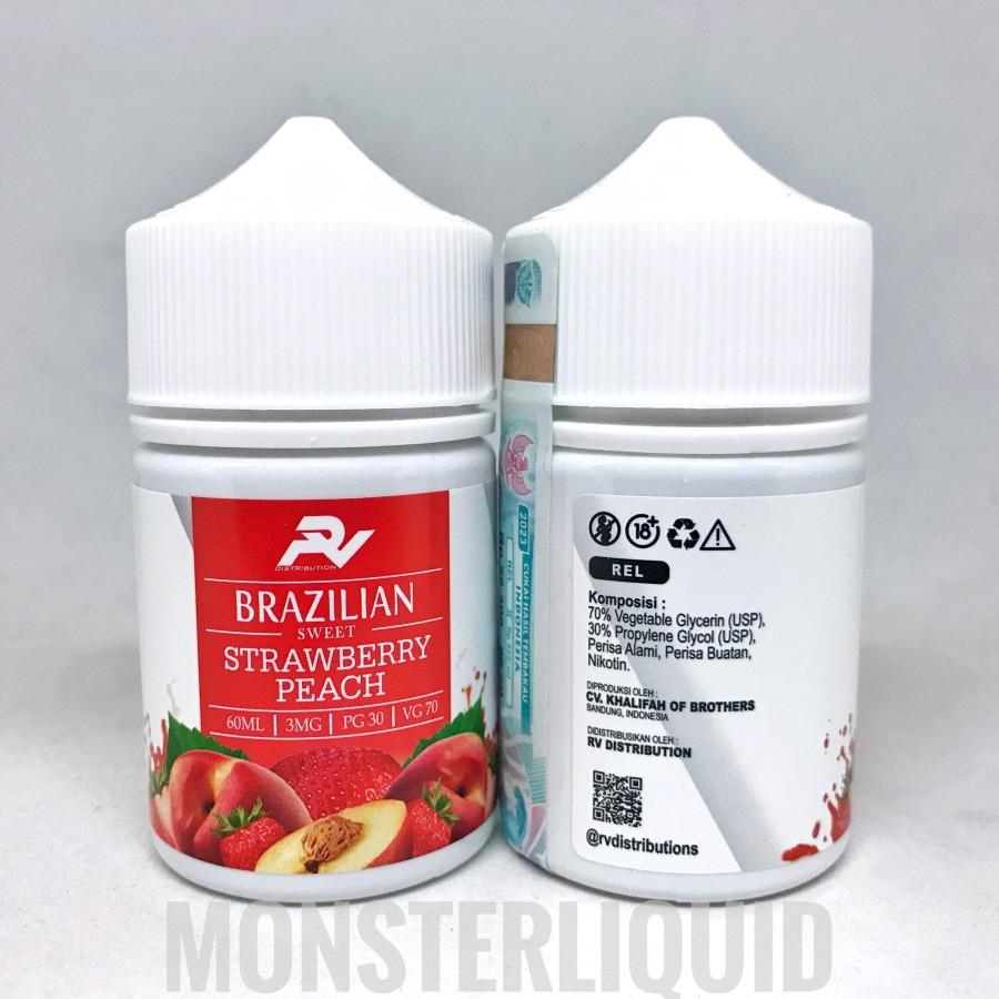 Jual BRAZILIAN SWEET STRAWBERRY PEACH BY KHALIFA X RV 3MG 60ML | Shopee ...
