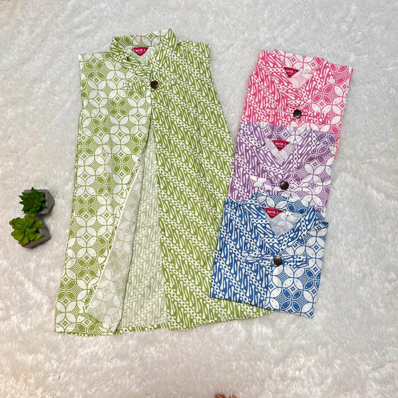Jual Batik Costume Outer Batik Anak Perempuan Kawong Lawasan Biru Hijau ...