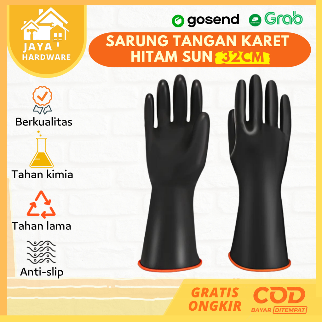 Jual Sarung Tangan Karet Lateks / Latex Hitam Merk Sun Original Tahan ...