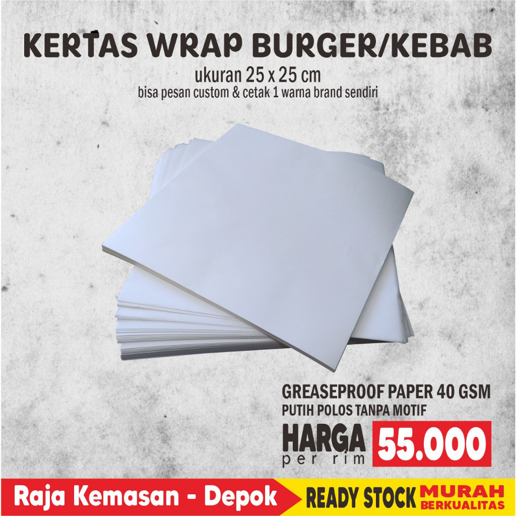 Jual KERTAS BURGER, KERTAS KEBAB, KERTAS WRAP 25x25 CM POLOS | Shopee ...