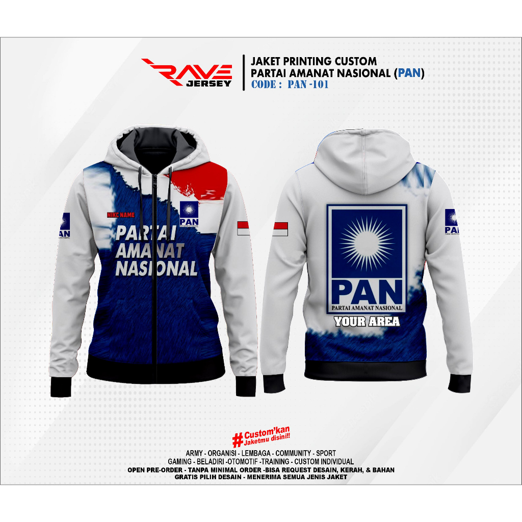 Jual JAKET PARTAI PAN SESI 1 FULL PRINTING SUBLIM CUSTOM (DESAIN SUKA ...