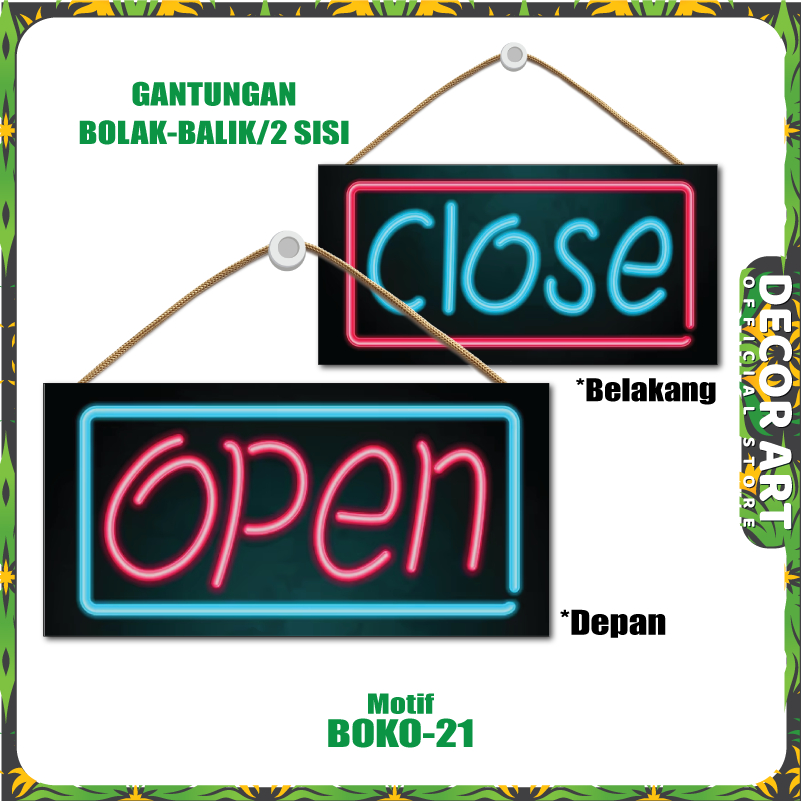 Jual DecorArt 20x10 Cm - Gantungan Open Closed Sign, Buka tutup papan ...