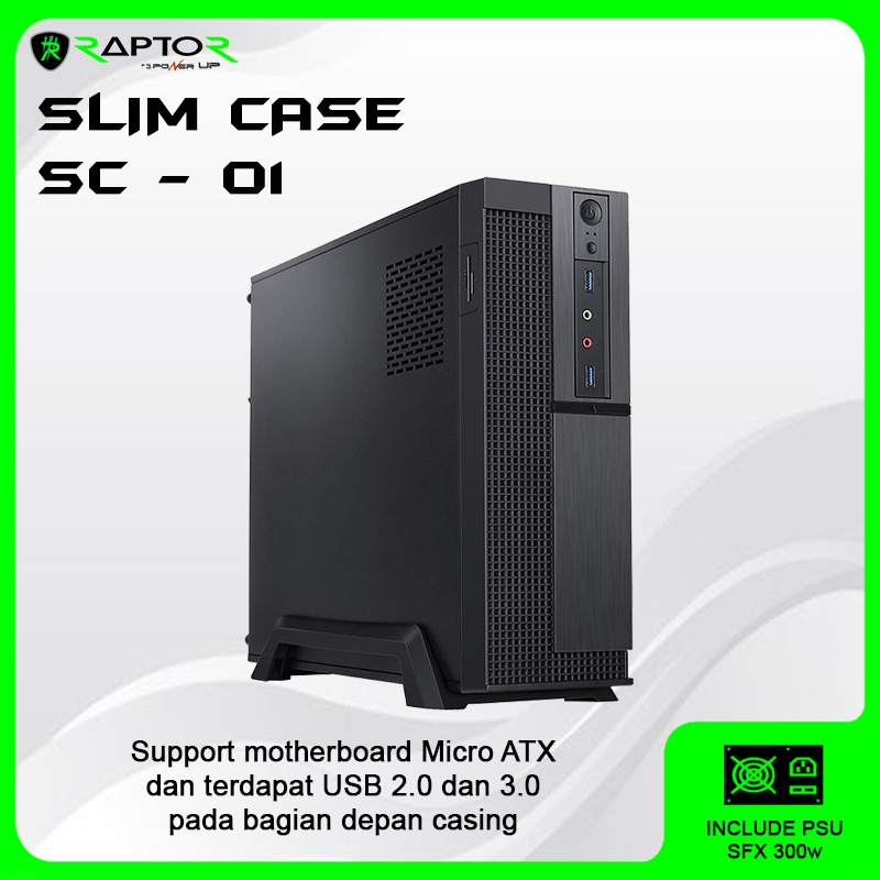 Jual Casing Office RAPTOR SLIM CASE SC-01 |Casing M-ATX include FAN ...