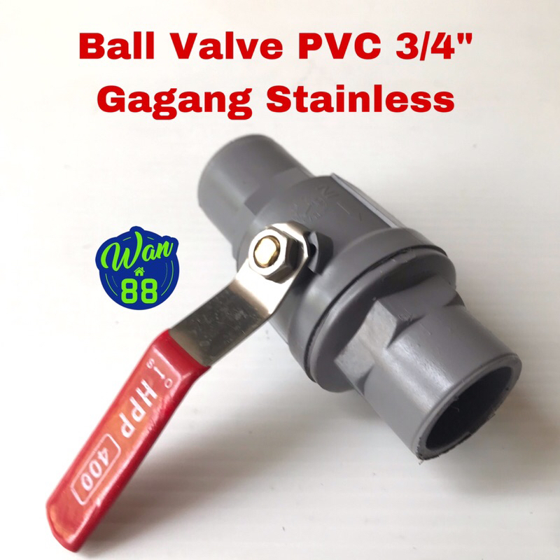 Jual Ball Valve PVC 1/2” & 3/4” HPP Gagang Stainless | Shopee Indonesia