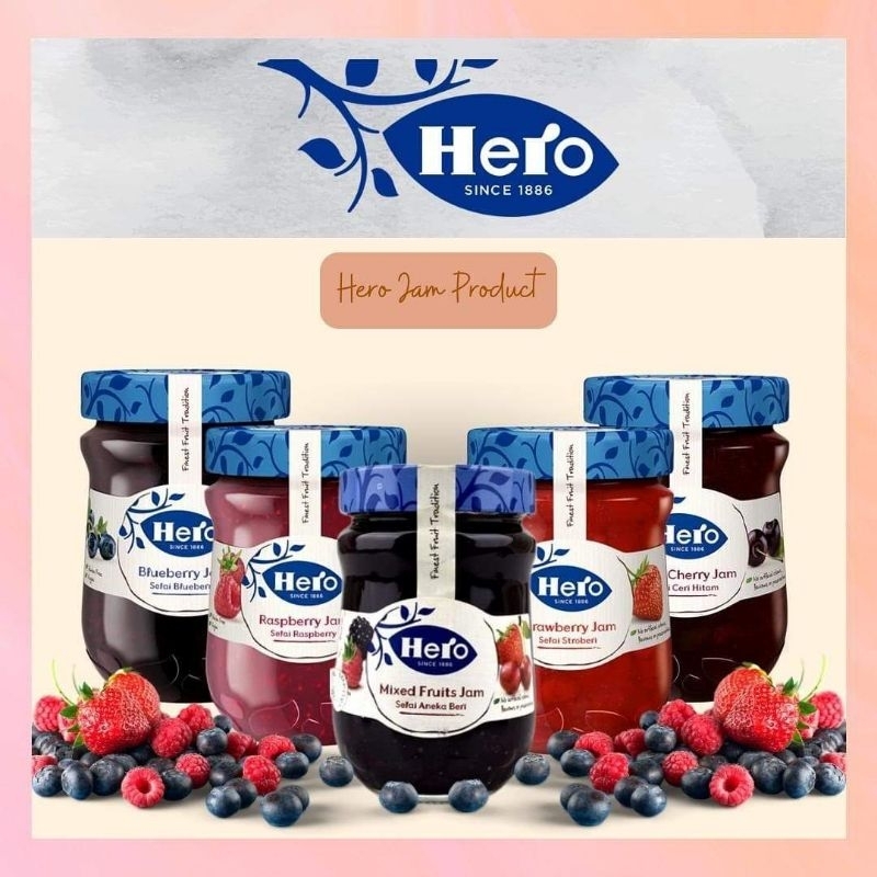 Jual Selai Hero Jam Strawberry Blueberry Raspberry Black Cherry Apricot ...
