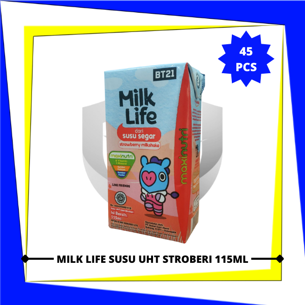 Jual MILK LIFE Susu UHT Stroberi 115ml x 45 pcs (1 Karton) | Shopee Indonesia