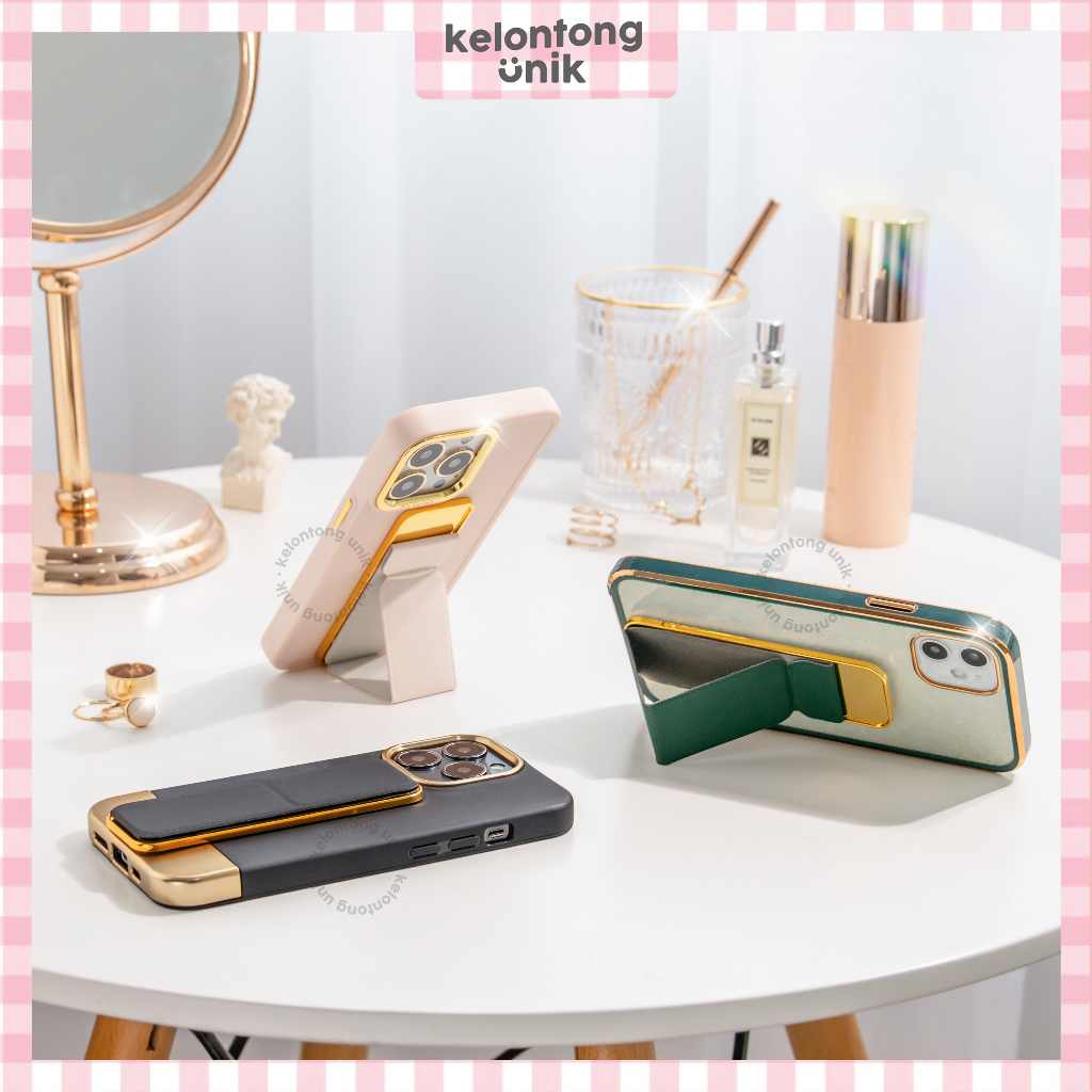 Jual KELONTONG UNIK | GOLD PLATING LEATHER - 2 in 1 Magnetic Phone Grip ...