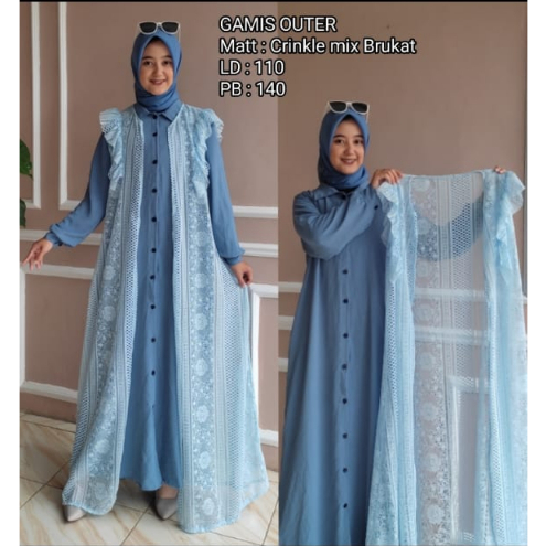 Jual GAMIS OUTER SET 2IN1 LONG OUTER BURKAT CAMILLE DRESS/GAMIS SET ...