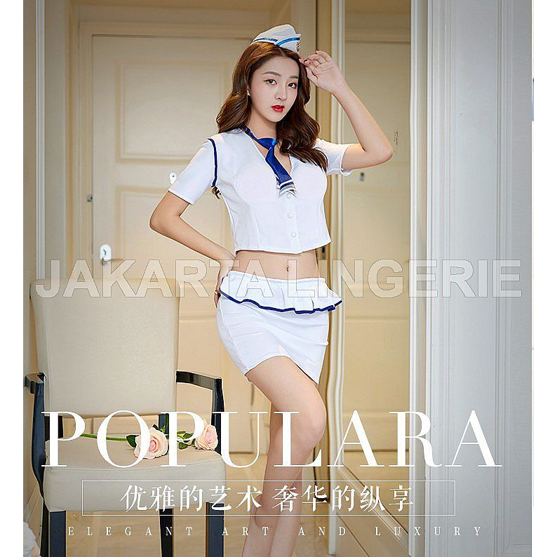 Jual Jakarta Lingerie Hot Cosplay JLP046 Sexy Pramugari Baju Tidur Dinas Malam Wanita | Shopee ...