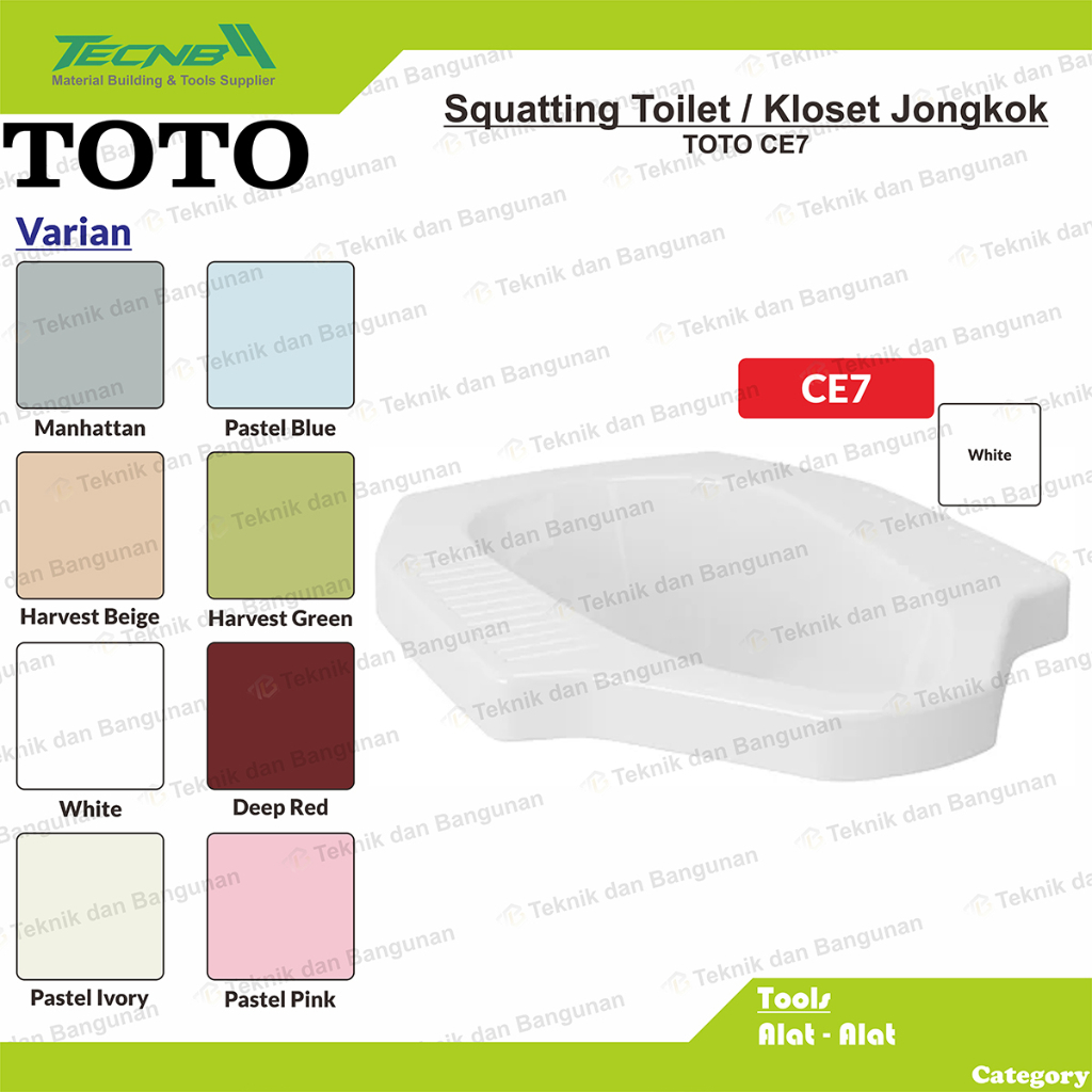 Jual Squatting Toilet / Kloset Jongkok CE7 Toto Putih, Warna | Shopee ...