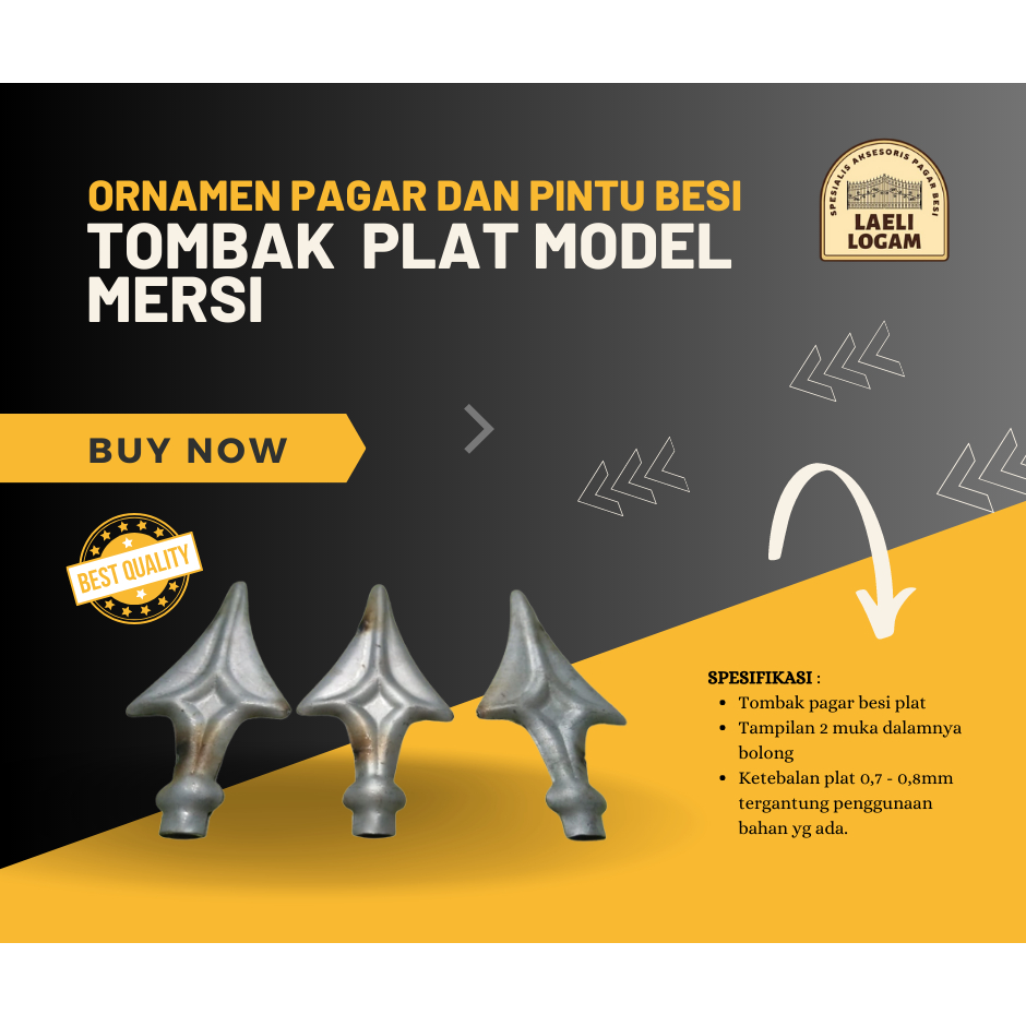 Jual tombak plat pagar besi, tombak merci | Shopee Indonesia