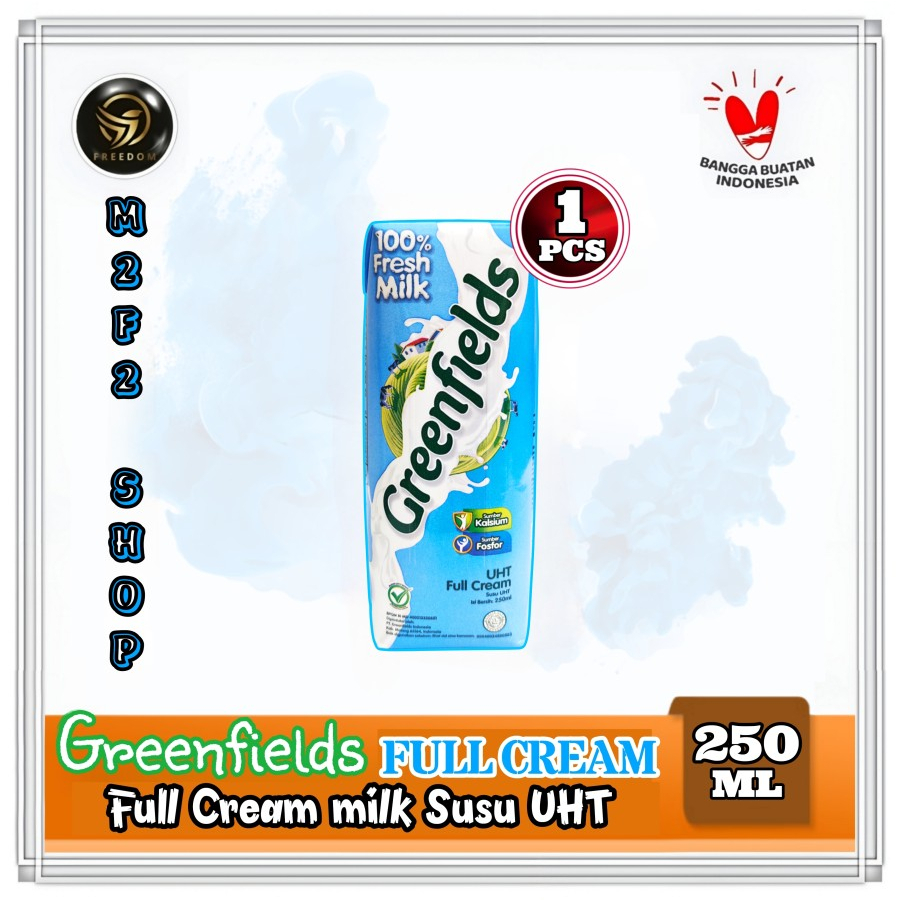 Jual Greenfields Susu Kotak UHT Full Cream Milk | Plain - 250 ml (Kemasan Satuan) | Shopee Indonesia