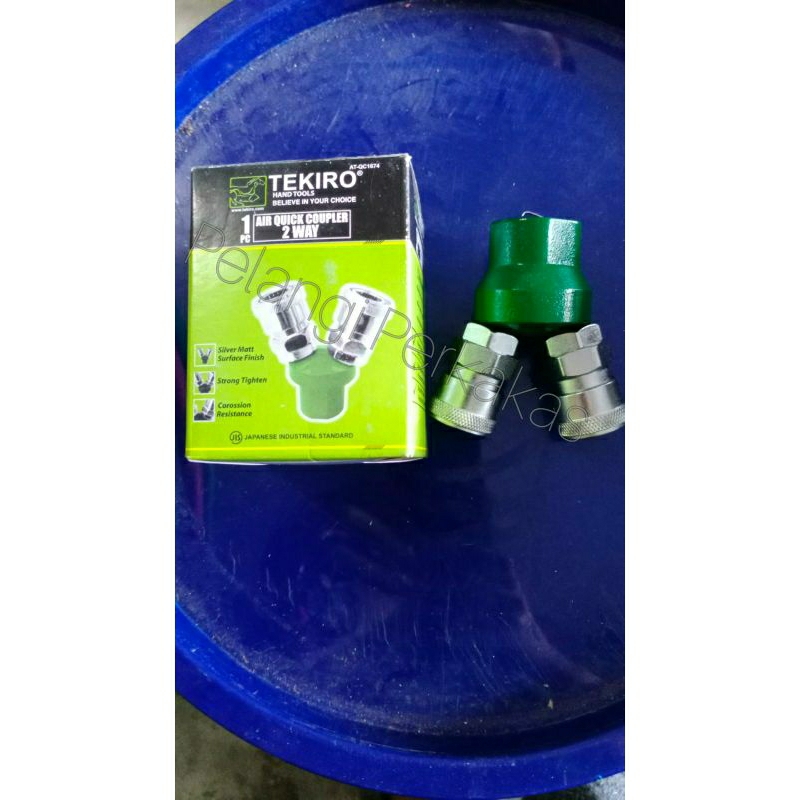 Jual Kopler Angin Cabang dua TEKIRO/Air Quick Coupler 2Way TEKIRO/Cabang Sambungan Selang Angin ...