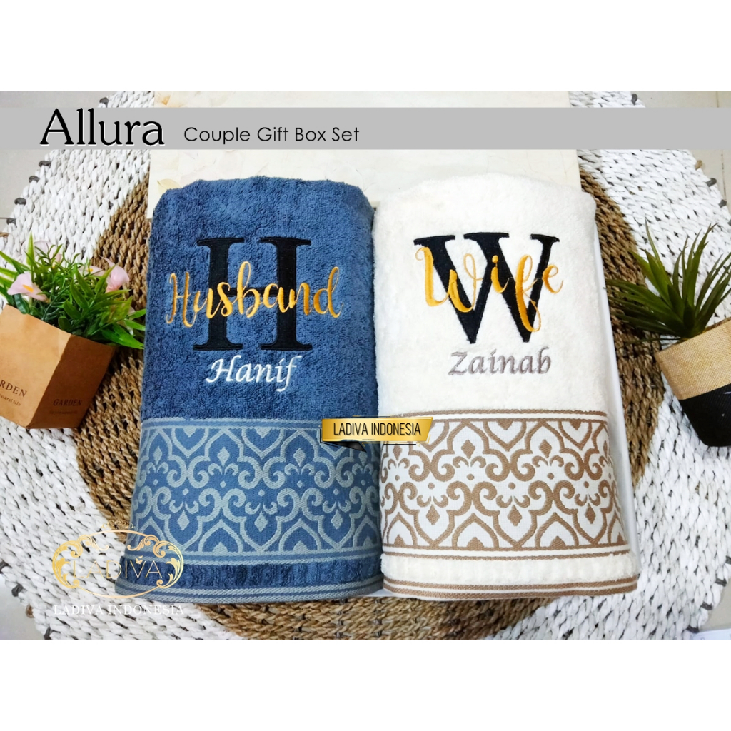 Jual Luxury Hampers Couple GIFT BOX SET - Handuk Couple Premium ALLURA ...