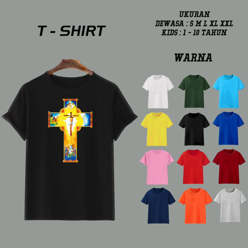 Jual KAOS ROHANI KRISTEN / BAJU ROHANI KATOLIK SALIB GAMBAR YESUS ...