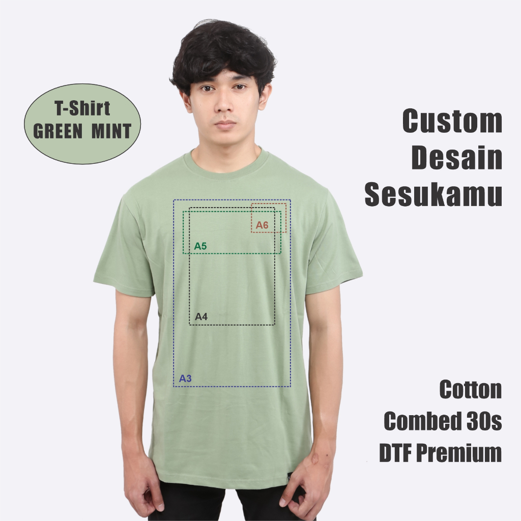 Jual Green Mint Kaos T Shirt Custom sablon print DTF Unisex Premium ...