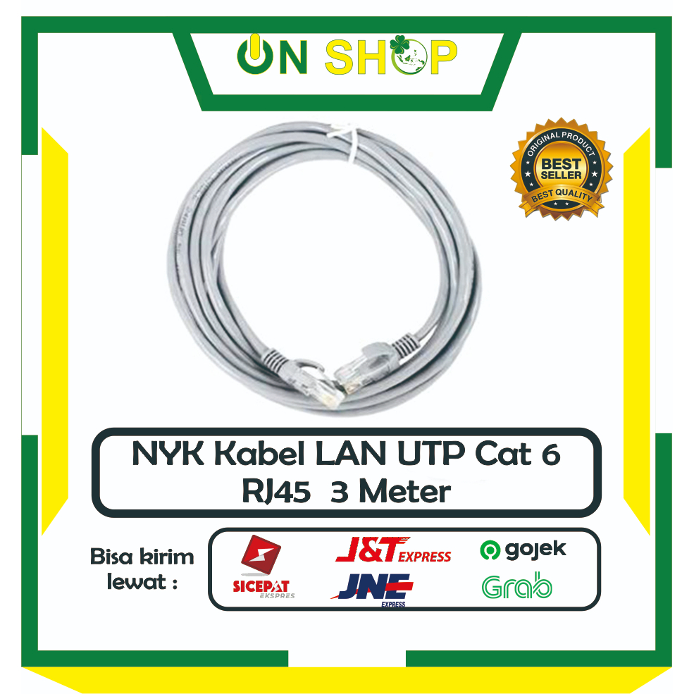 Jual NYK Kabel LAN UTP Cat 6 RJ45 Panjang 3 Meter | Shopee Indonesia