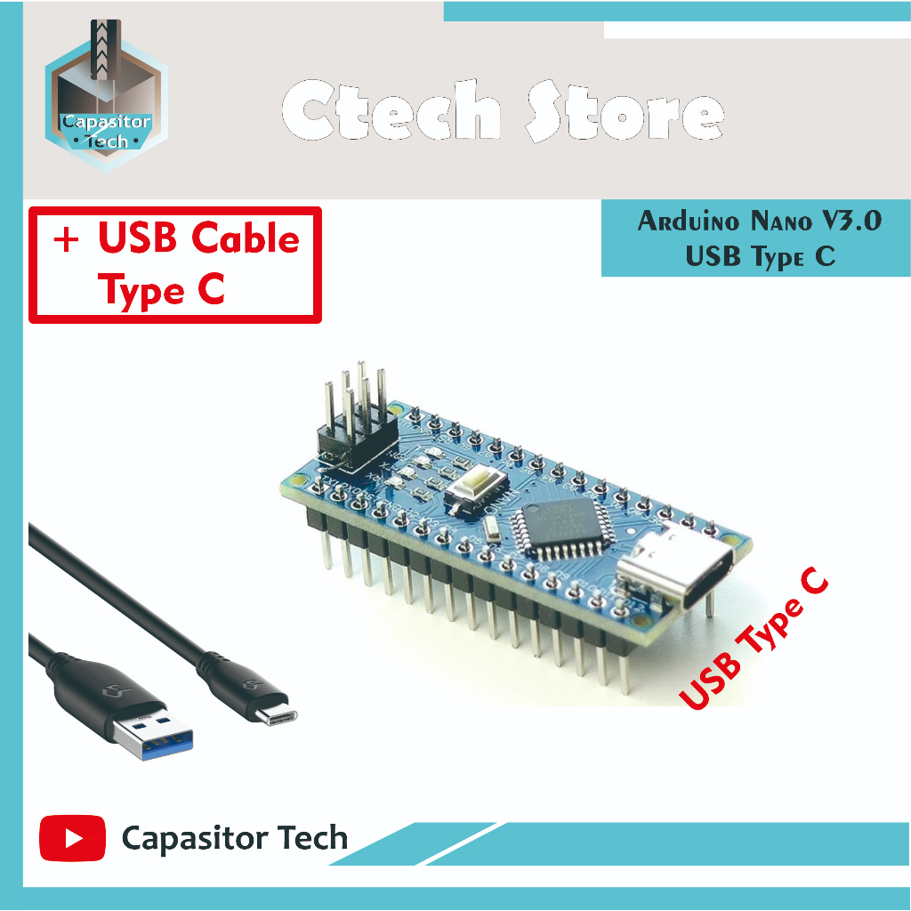 Jual Arduino Nano V3 0 Atmega328p Usb Type C Plus Kabel Usb Type C