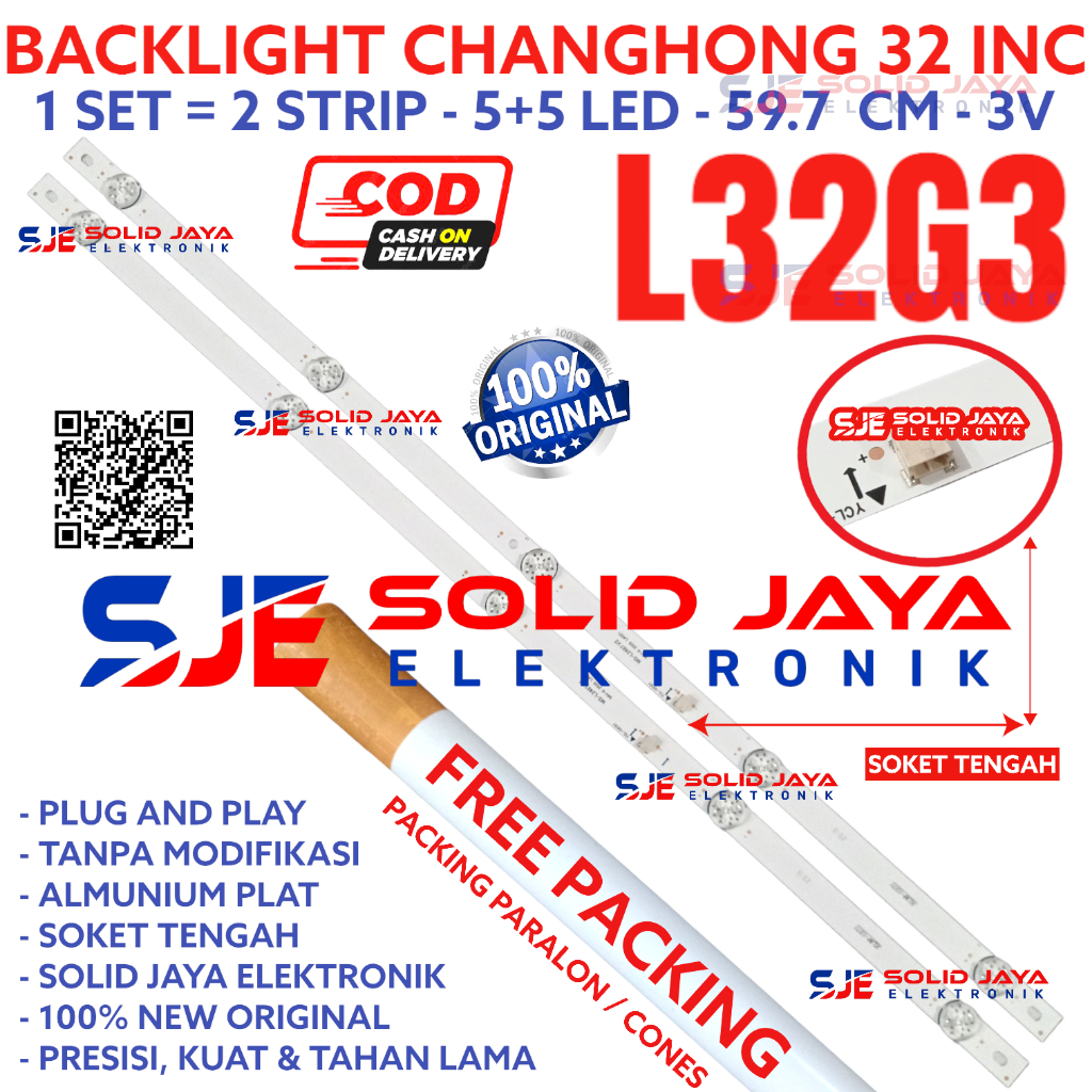 Jual BACKLIGHT TV LED CHANGHONG L32G3 L 32G3 L32G 3 32G L32G 3 LAMPU BL L5K 5 KANCING 5LED 3V ...