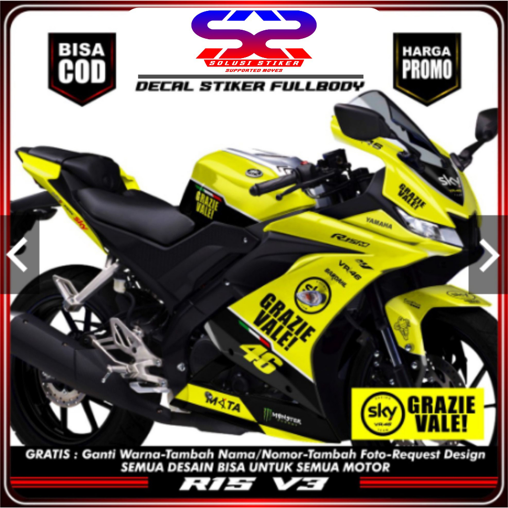 Jual COD Stiker Decal R15 V3 Desaind Kuning Stabilo FullBody Decal R15 ...