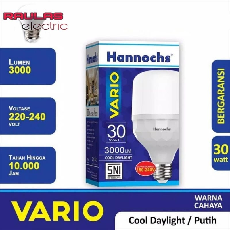 Jual Led T Bulb Hannochs VARIO 30 Watt / Lampu Led Kapsul VARIO 30 Watt Cahaya Putih | Shopee ...