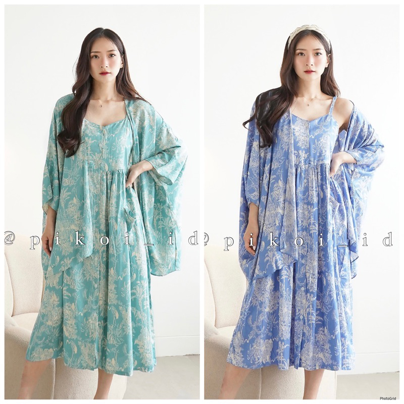 Jual Setelan dress dan cardigan pantai / summer dress wanita pastel ...