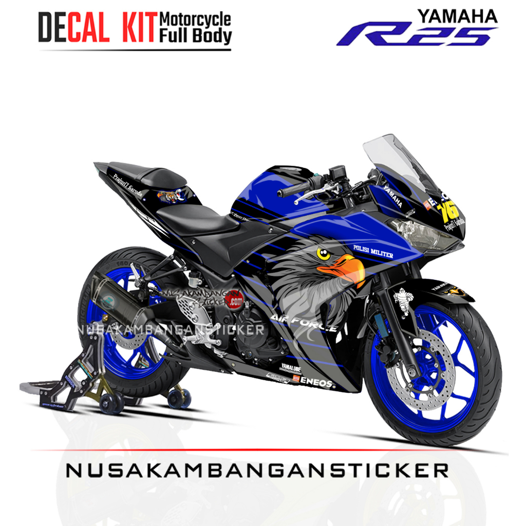 Jual DECAL KIT STICKER YAMAHA R25 OLD BLUE RACING ELANG GRAPHIC DECAL ...